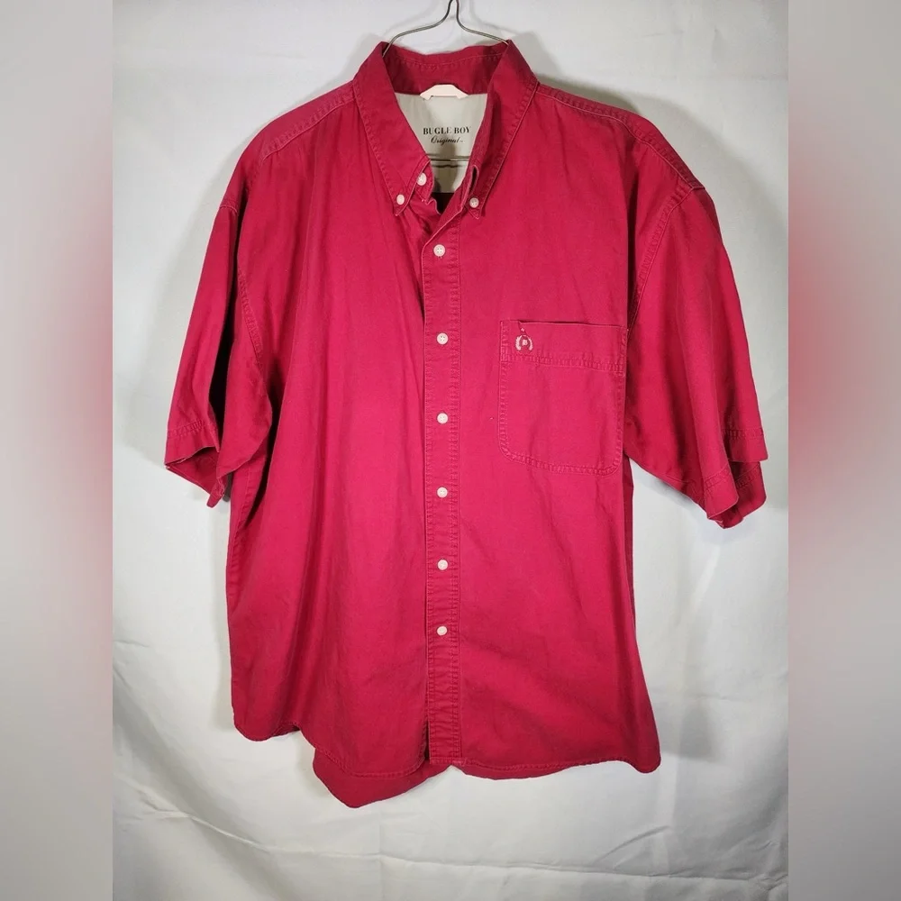 Bugle Boy | Shirts | Bugle Boy Original Mens Red Short Sleeve Button ...